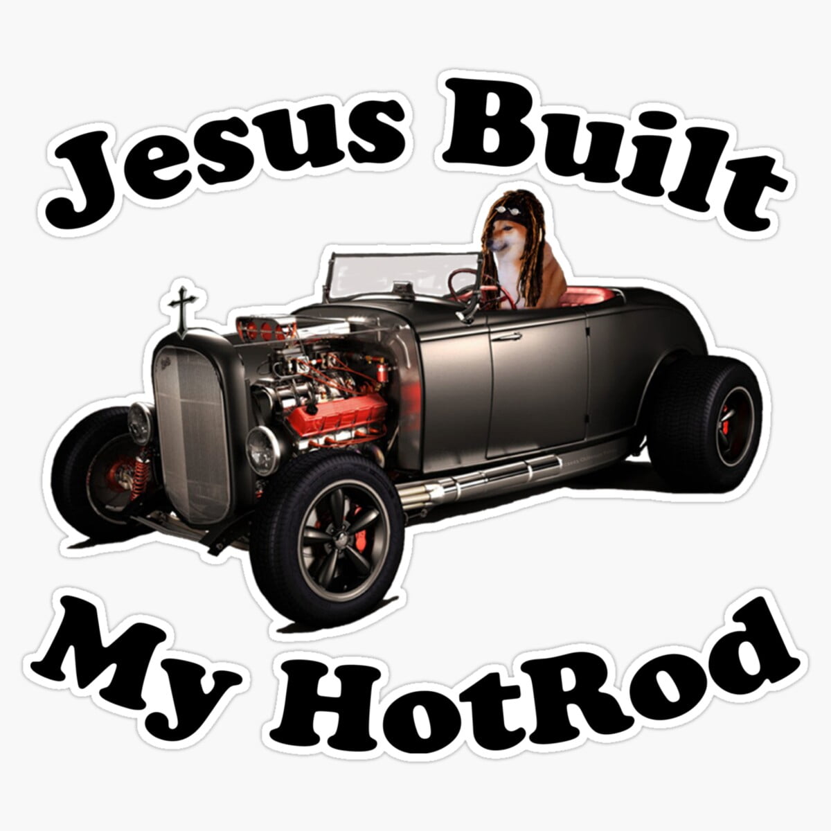 Maneki Cheems Built My Hotrod Er, Phone Decal Water Bottle Stickers Car ...