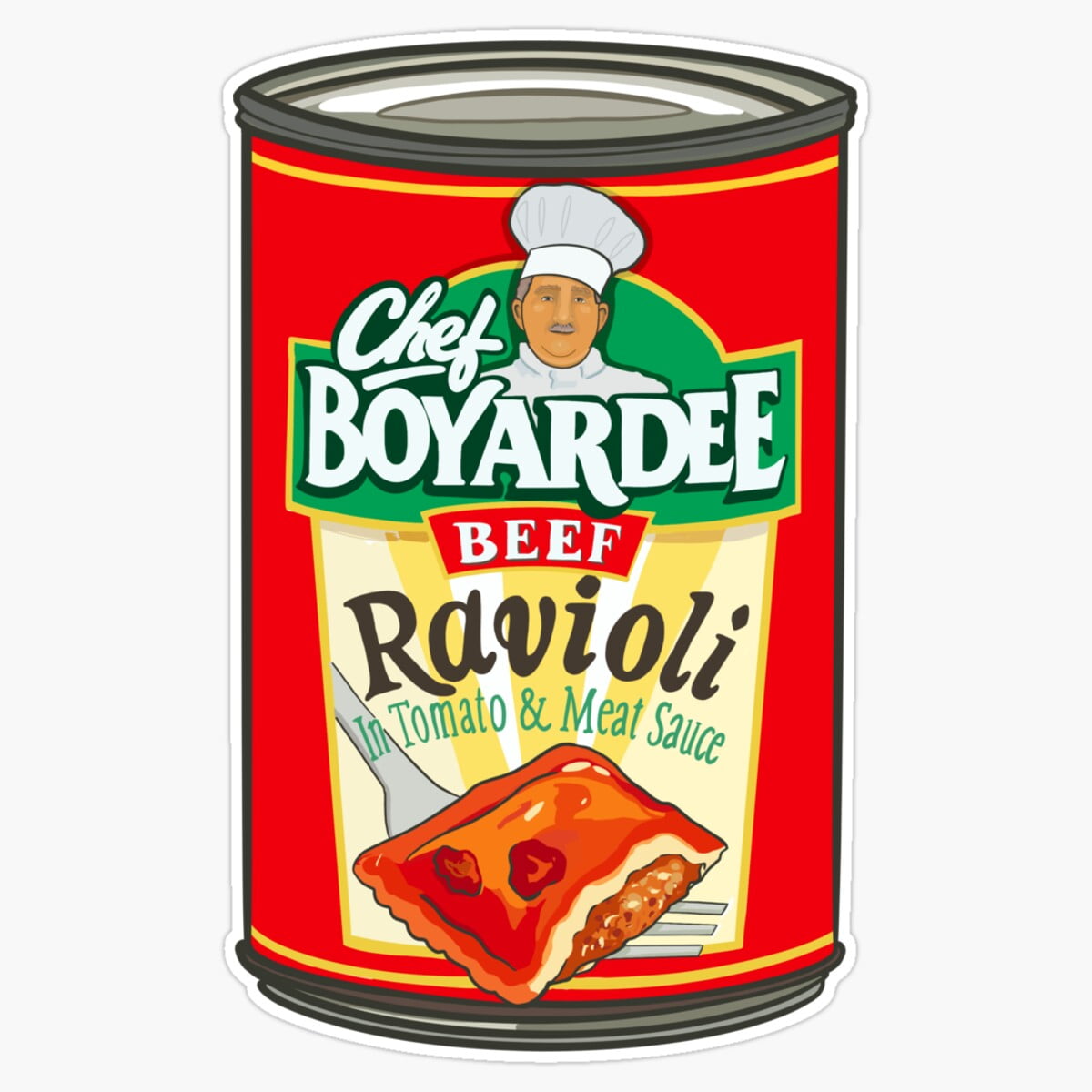 Maneki Chef Boyardee Ravioli Er, Phone Decal Water Bottle Stickers Car ...