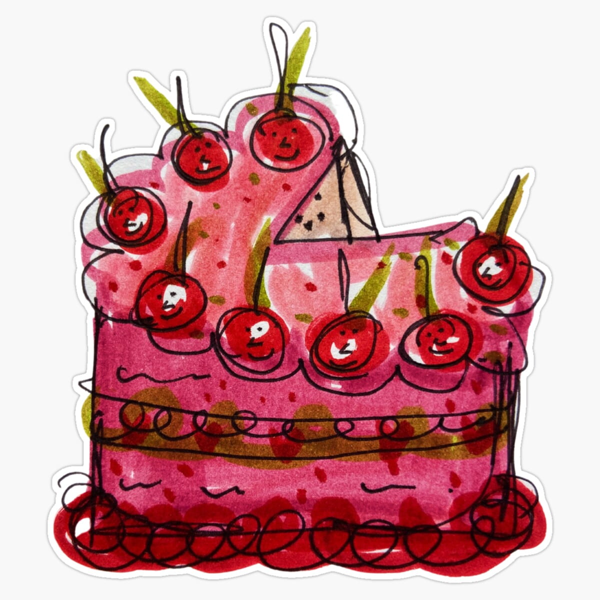 Maneki Cherry Pink Cake Er, Phone Decal Water Bottle Stickers Car ...