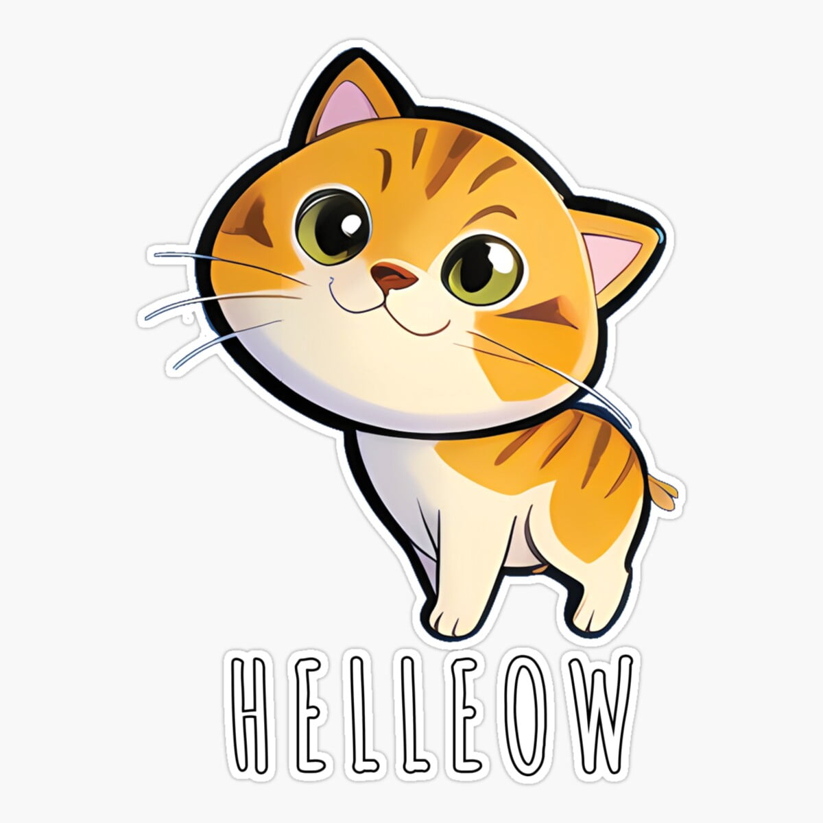 Maneki Chibi Cat - Helleow - Retro Chibi Cat Sticker, Phone Decal Water ...