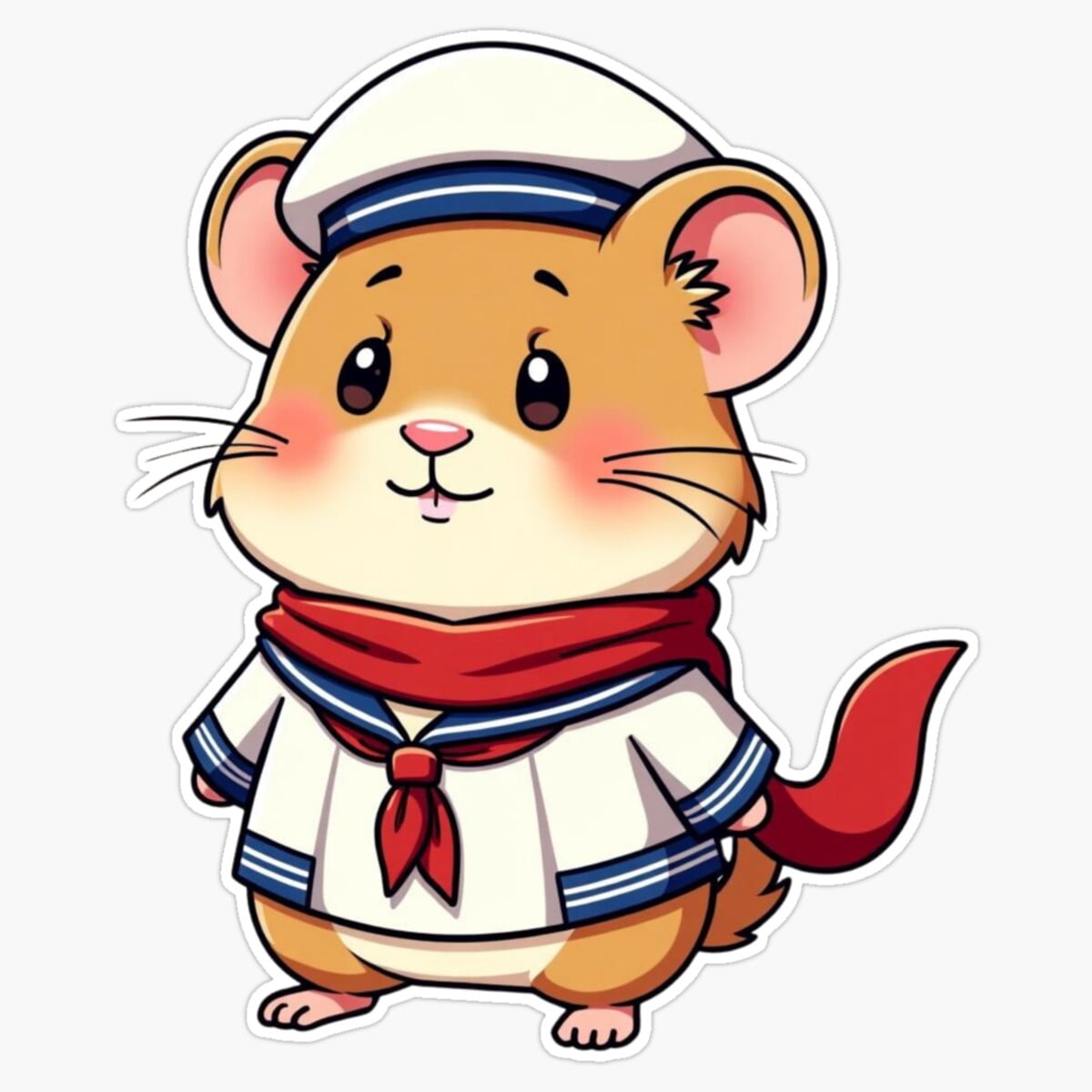 Maneki Chibi Sailor Hamster On Duty Er, Phone Decal Water Bottle ...