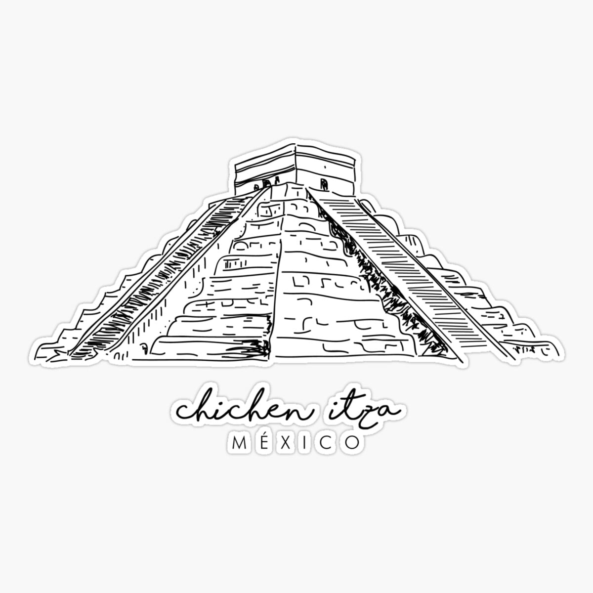 Maneki Chichen Itza México Monument Minimalist Design Sticker, Phone ...