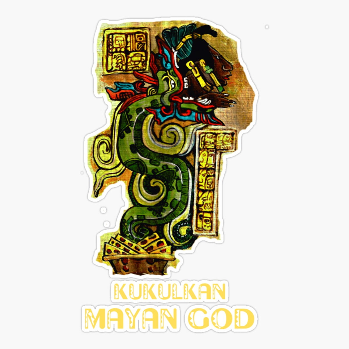 Maneki Chichen Itza Mayan God Kukulkan Sticker, Phone Decal Water ...