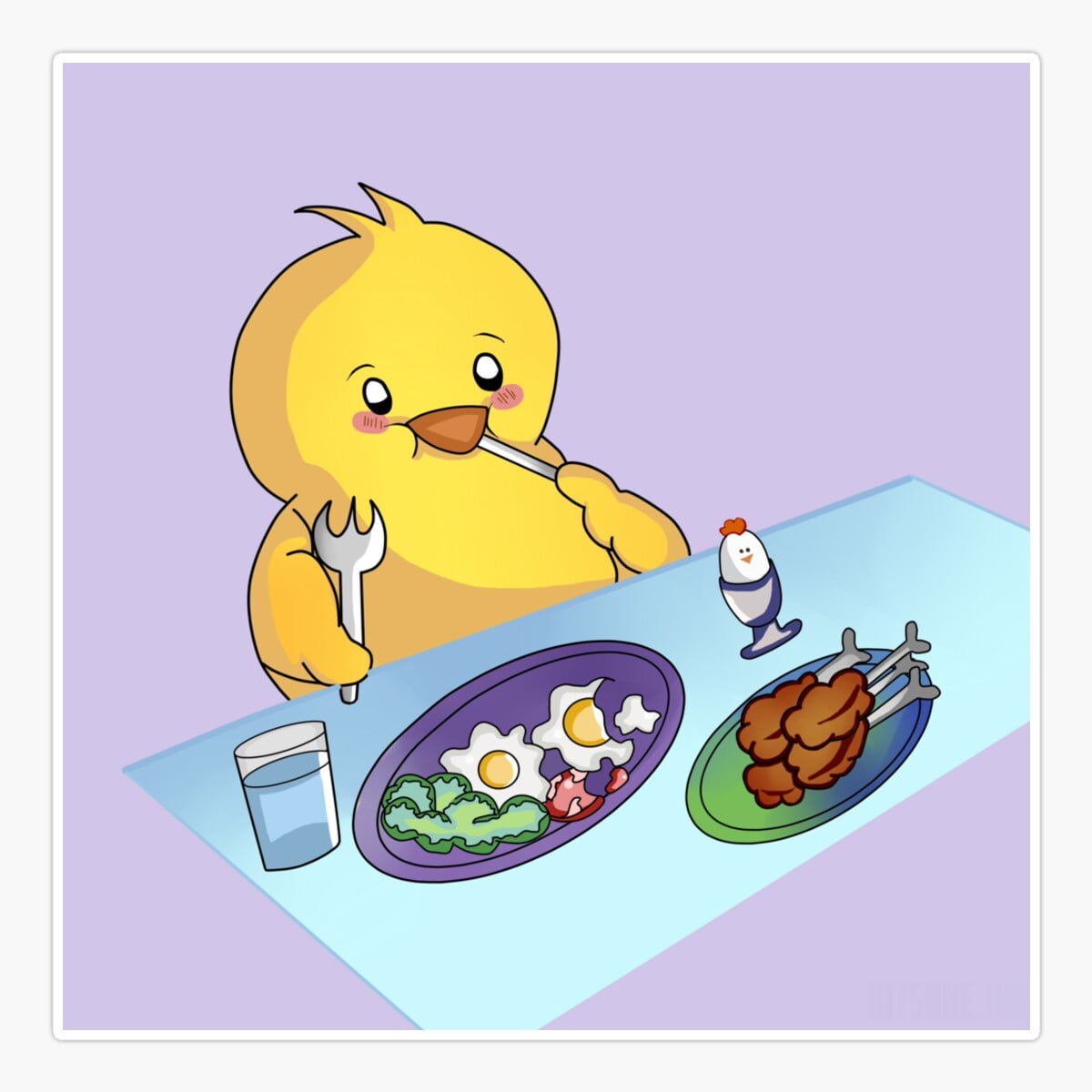 Maneki Chick Eating Ried Eggs, Hard Boiled Egg, Ried Chicken And Pure ...