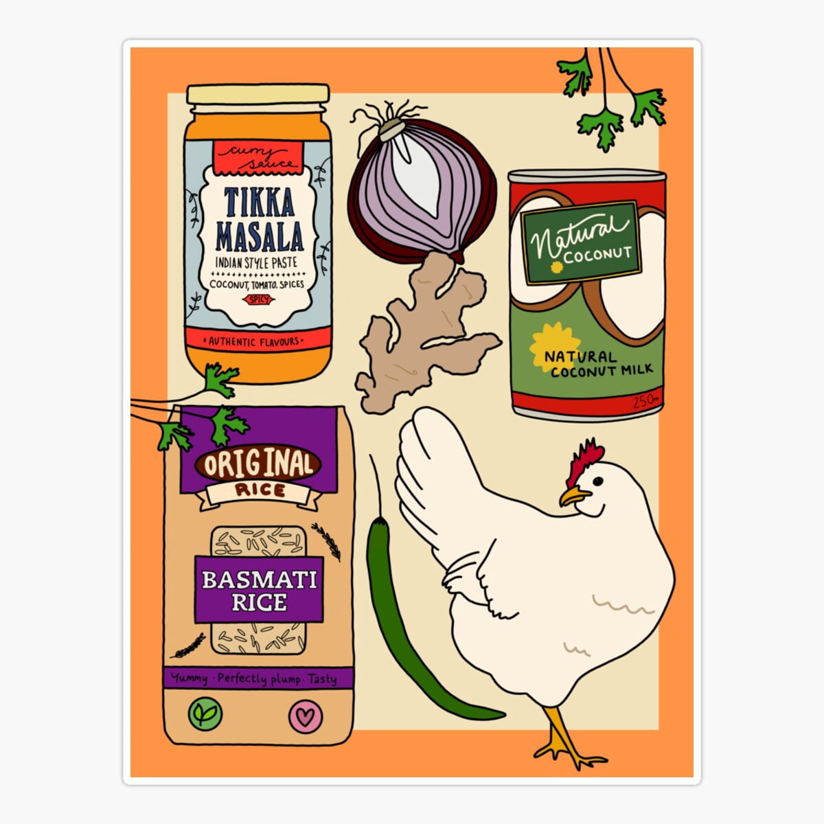 Maneki Chicken Tikka Masala Recipe Card Sticker, Phone Decal Water ...