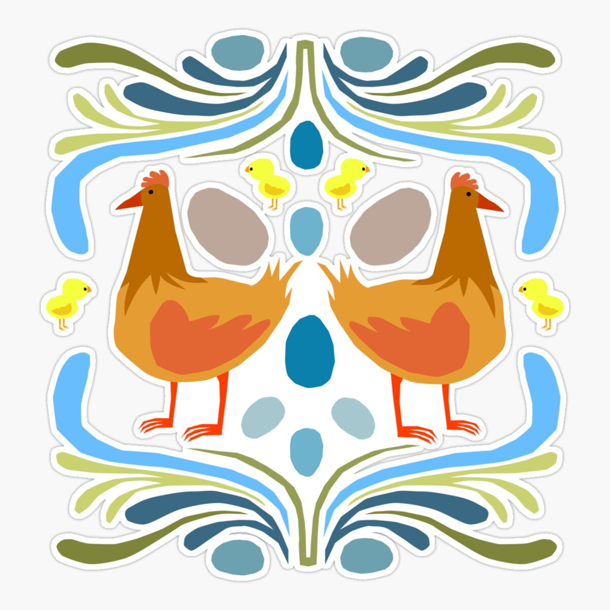 Maneki Chickens And Eggs Sticker, Phone Decal Water Bottle Stickers Car ...