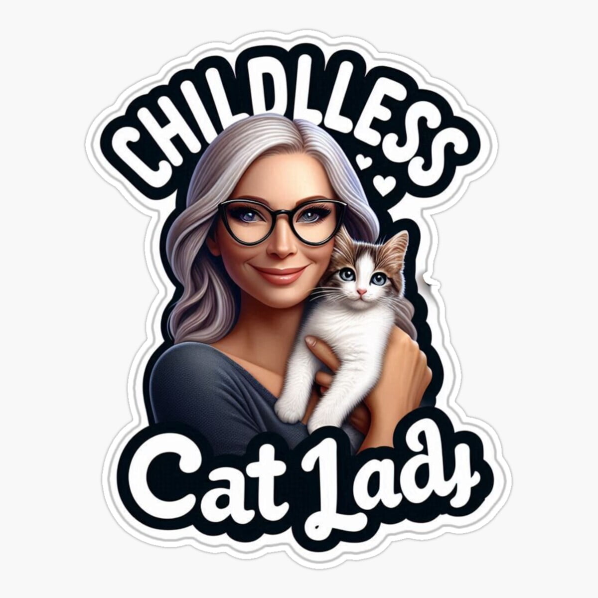 Maneki Childless Cat Lady: Modern Cat Lady Chic Design Sticker, Phone ...