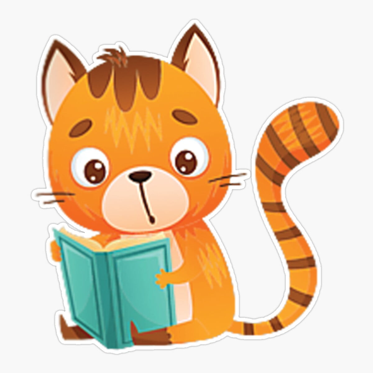 Maneki Childrens Reading Books Unny Cat Reading Book Sticker, Phone ...
