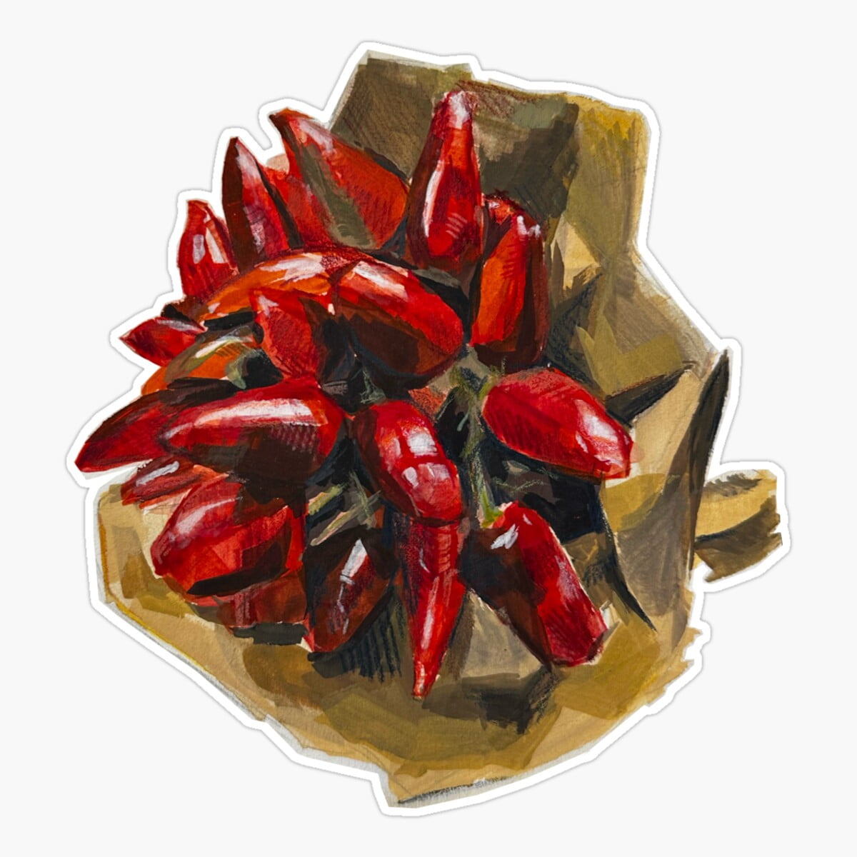 Maneki Chili Pepper Art Print Sticker, Phone Decal Water Bottle ...