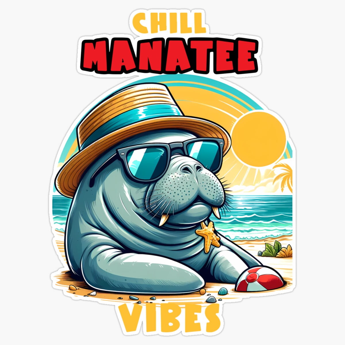 Maneki Chill Manatee Vibes Er, Phone Decal Water Bottle Stickers Car ...