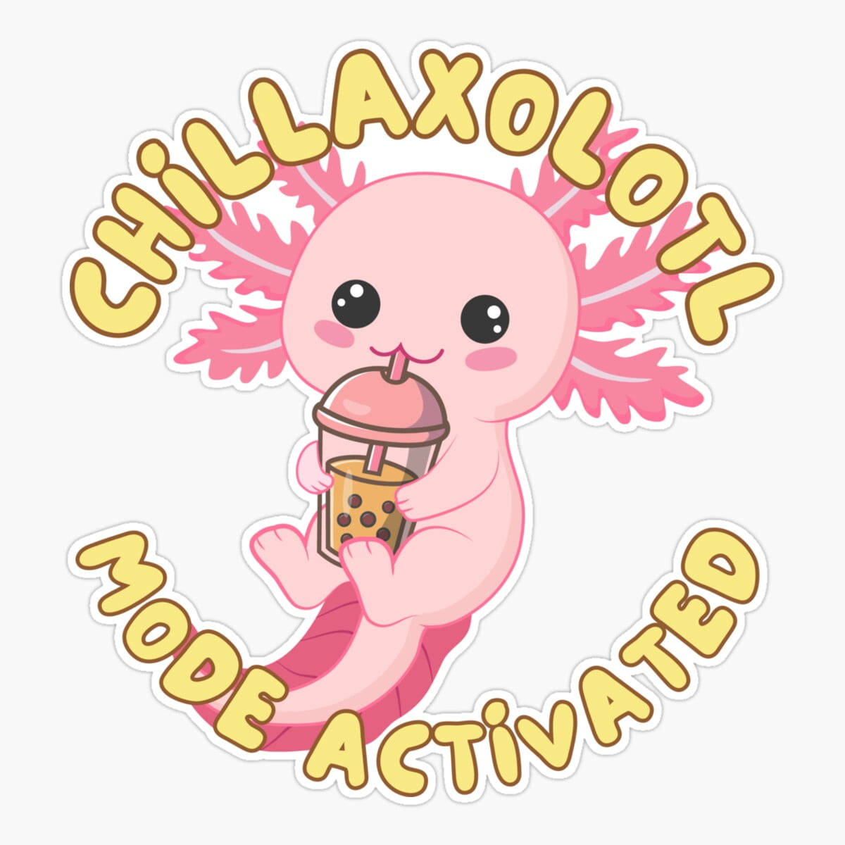 Maneki Chillaxolotl Mode Activated: Cute Pink Axolotl Boba Tea Er ...