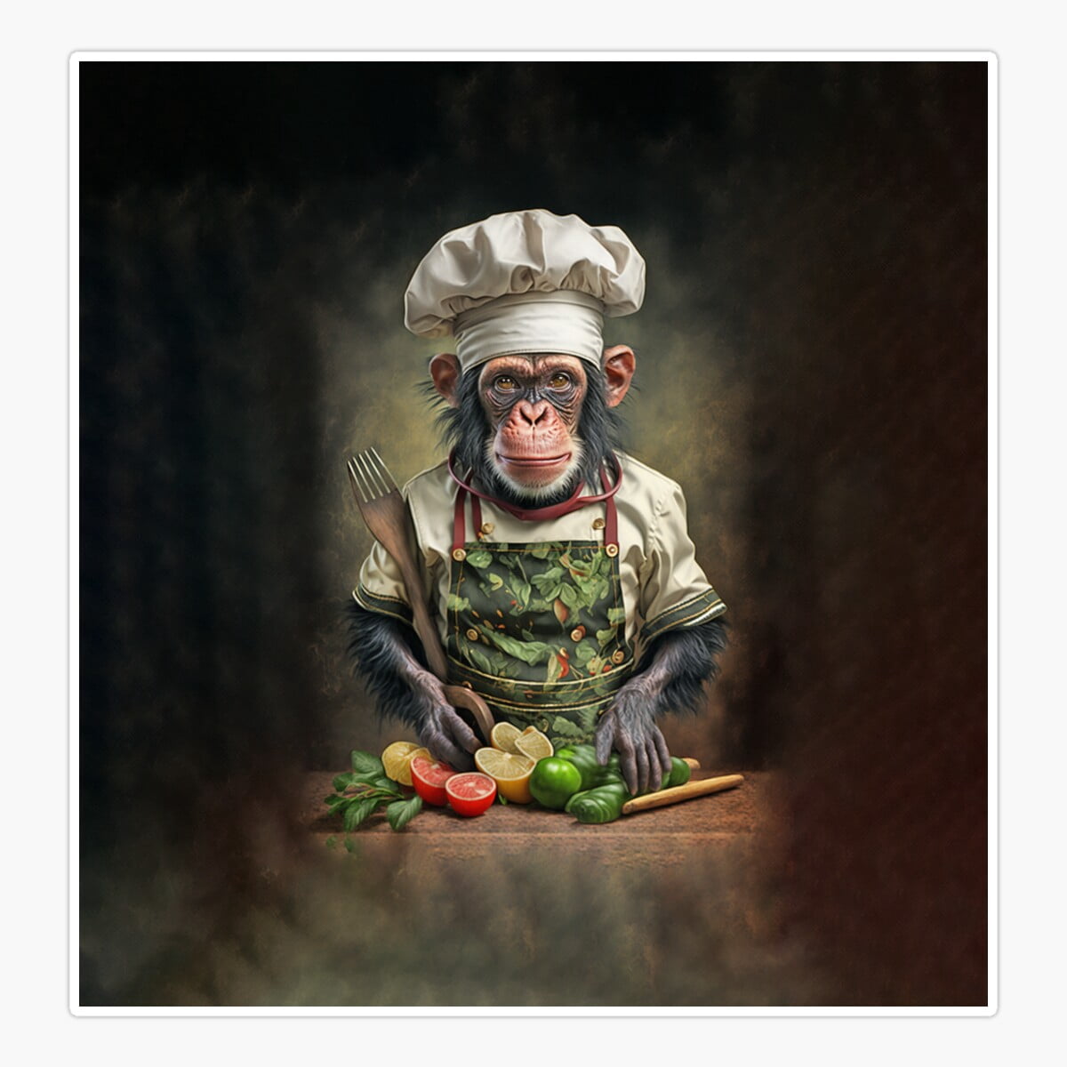 Maneki Chimpanzee Kitchen Cook Che Sticker, Phone Decal Water Bottle ...