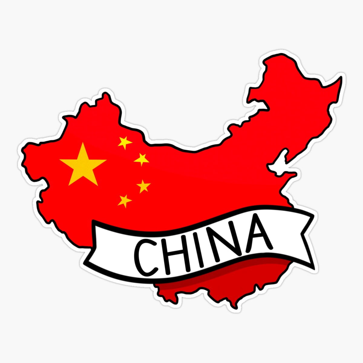 Maneki China Lag Map Sticker Sticker, Phone Decal Water Bottle Stickers ...