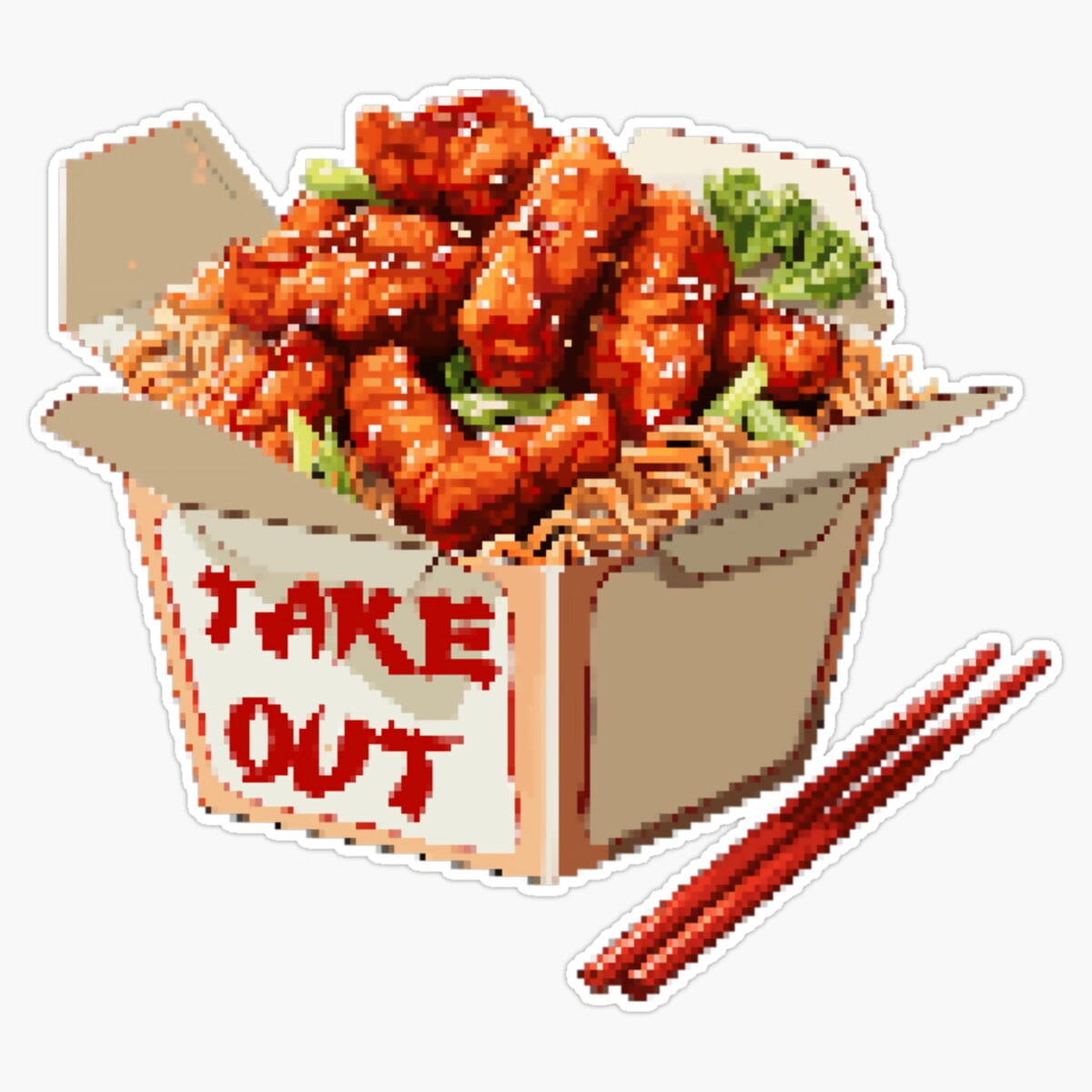 Maneki Chinese Take Out Pixel Art Er, Phone Decal Water Bottle Stickers ...