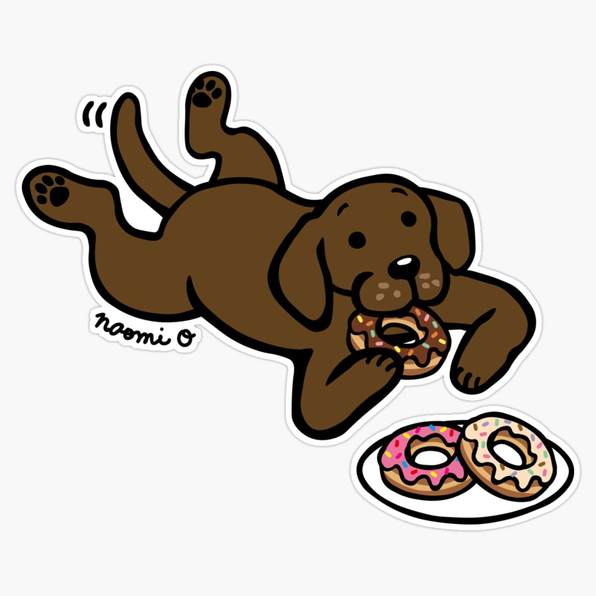 Maneki Chocolate Labrador And Donuts Er, Phone Decal Water Bottle ...