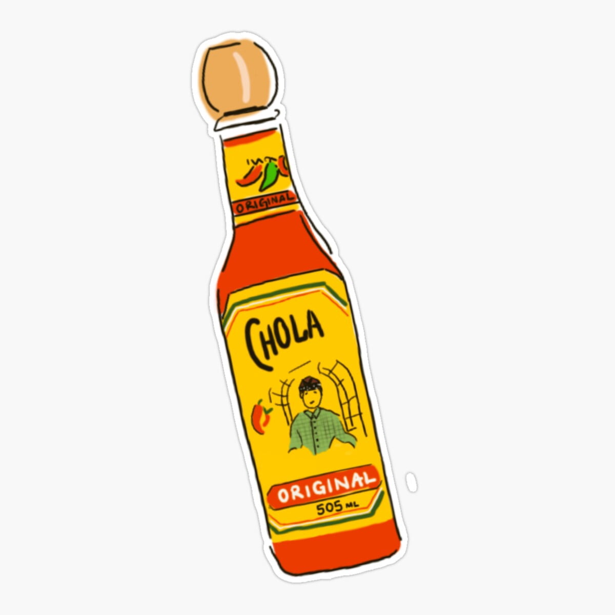 Maneki Chola Hot Sauce Sticker, Phone Decal Water Bottle Stickers Car ...