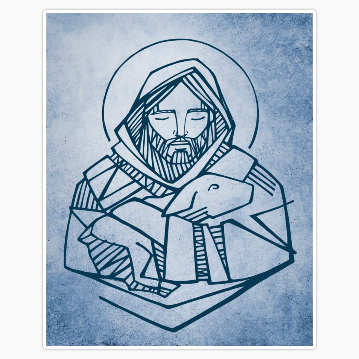 Maneki Christ Good Shepherd Ink Illustration Er, Phone Decal Water ...