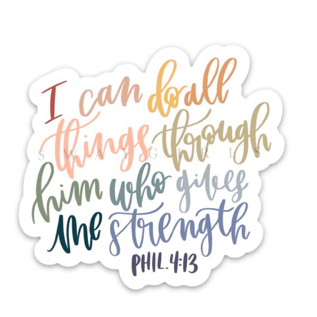 Maneki Christian Sticker Bible Verse Quote Philippians 4:13 Scripture ...