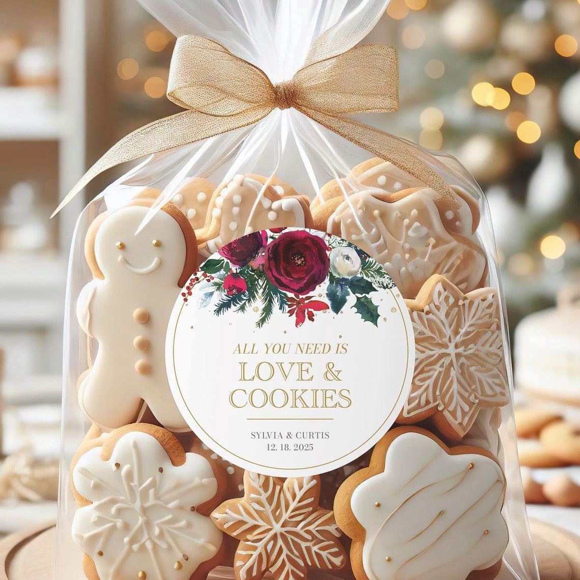 Maneki Christmas Wedding Cookie Favors Label, Christmas Cookie Wedding ...