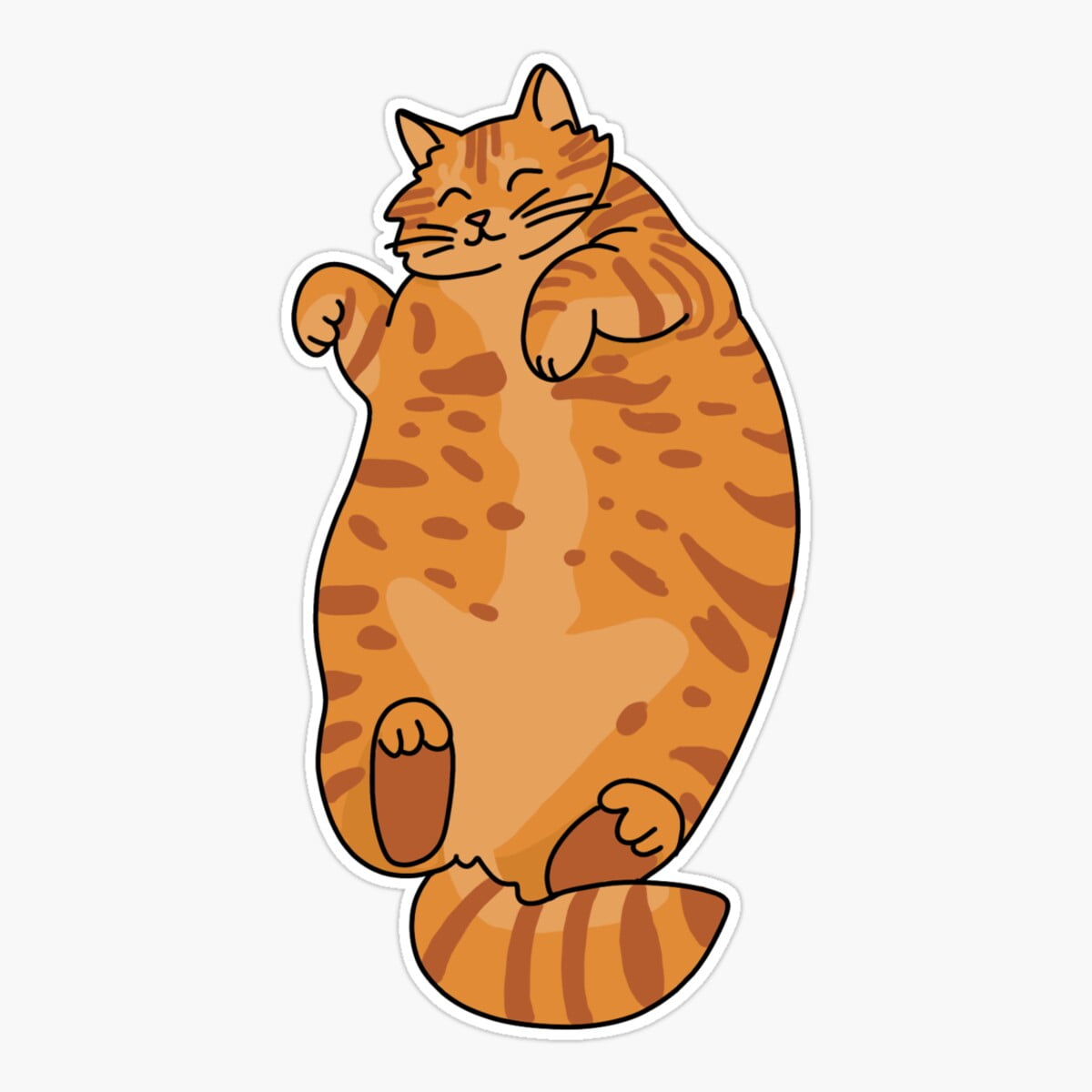 Maneki Chubby Ginger Cat Sticker, Phone Decal Water Bottle Stickers Car ...