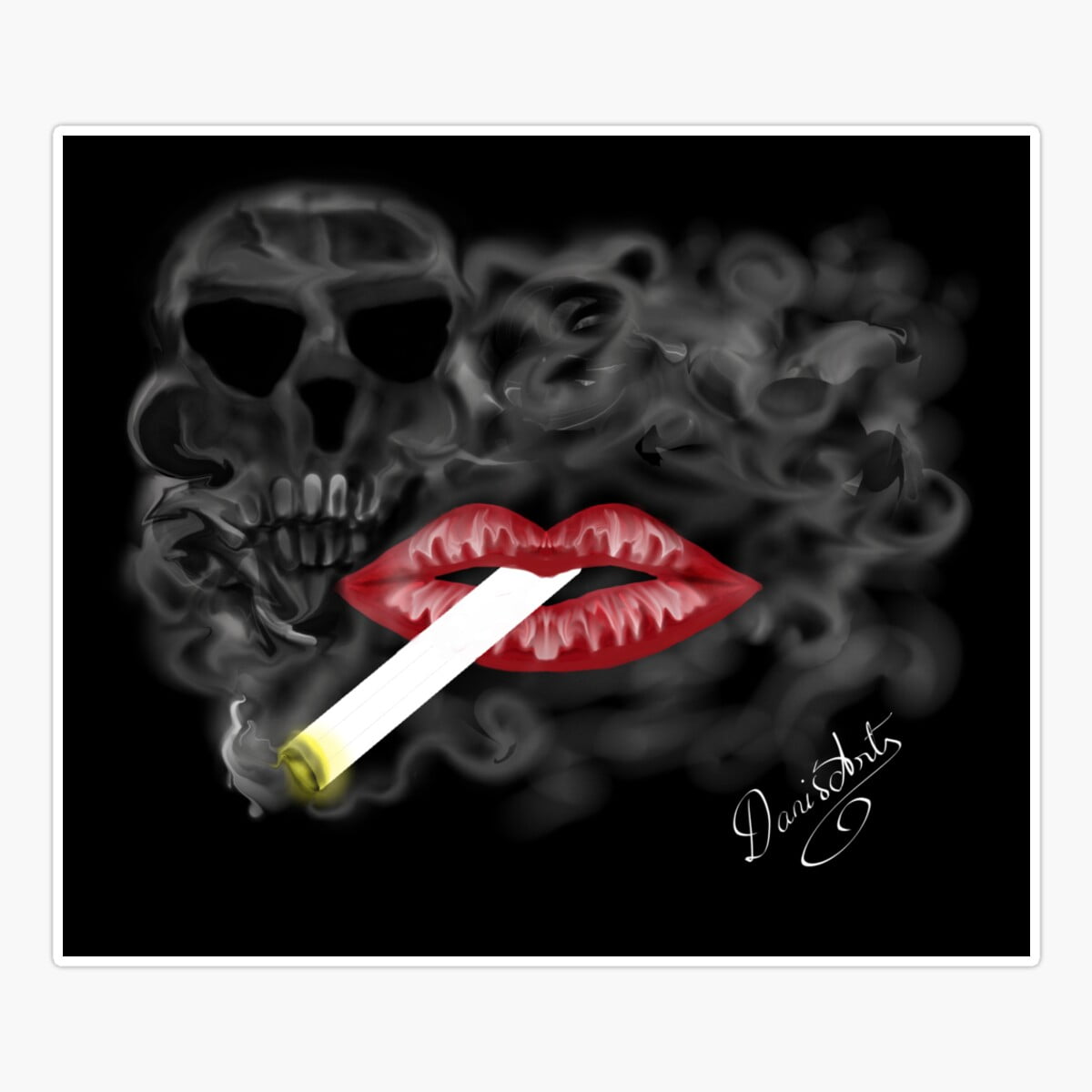 Maneki Cigarette, Mouth, Skull, Smoke, Er, Phone Decal Water Bottle ...