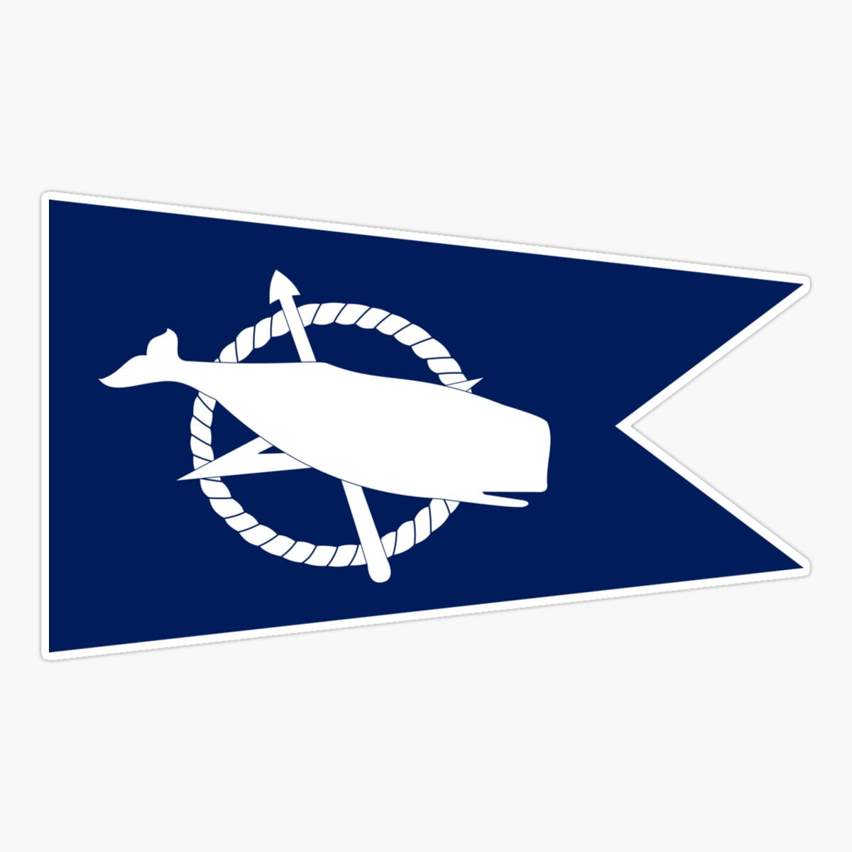 Maneki Classic Blue And White Nantucket Island White Sperm Whale Burgee ...