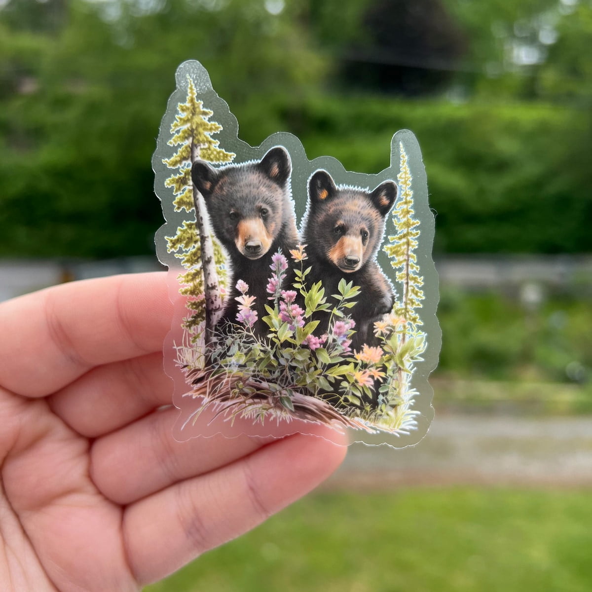 Maneki Clear Black Bear Floral Sticker, Tennessee Gifts, Nature Lover ...