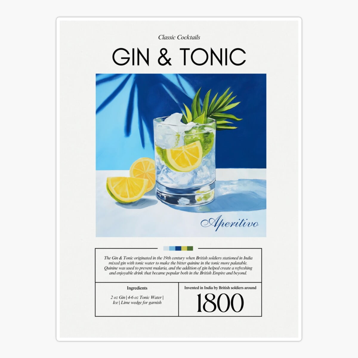 Maneki Clic Cocktails: Gin And Tonic Sticker, Phone Decal Water Bottle ...