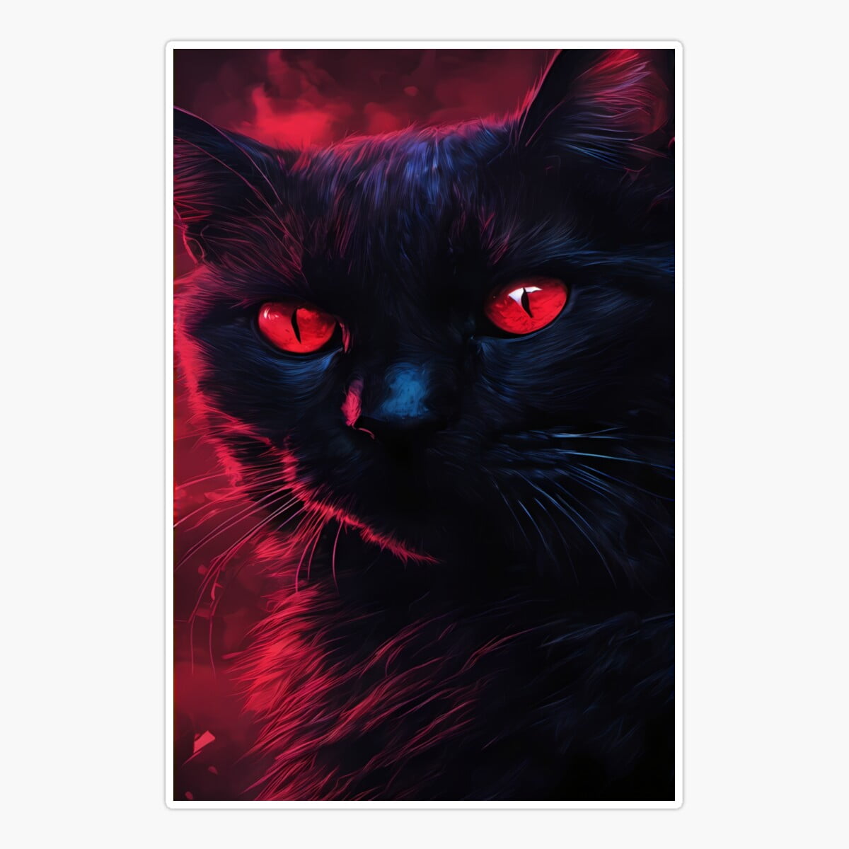 Maneki Close Up Black Goth Cat Sticker, Phone Decal Water Bottle ...