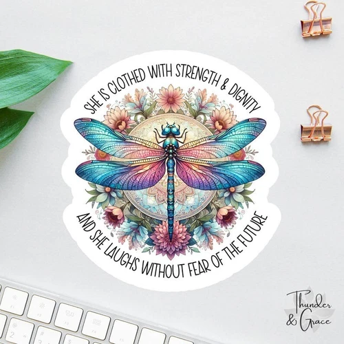 Maneki She Is Clothed With Strength Sticker, Words Of Affirmation ...