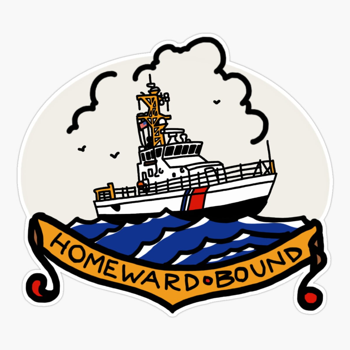 Maneki Coast Guard 87 Homeward Bound Sticker, Phone Decal Water Bottle ...