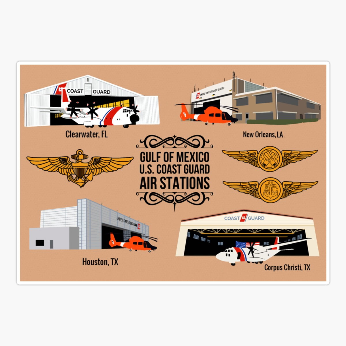 Maneki Coast Guard Air Station Series - Gul O Mexico Sticker, Phone ...