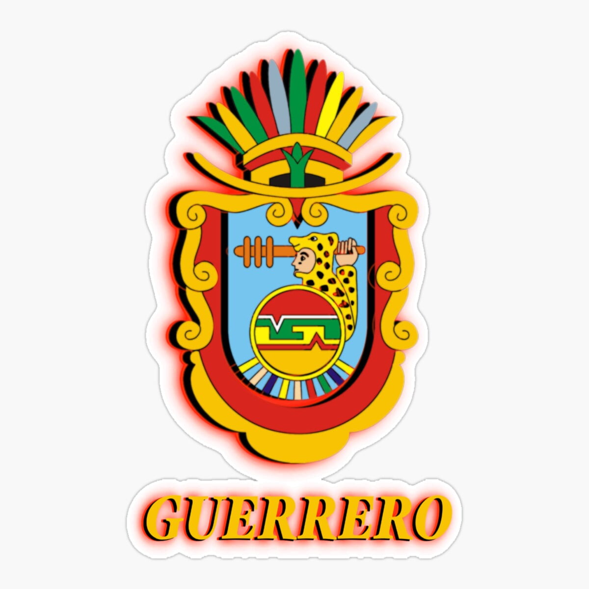 Maneki Coat O Arms O Beautiul State O Guerrero, Mexico Sticker, Phone ...