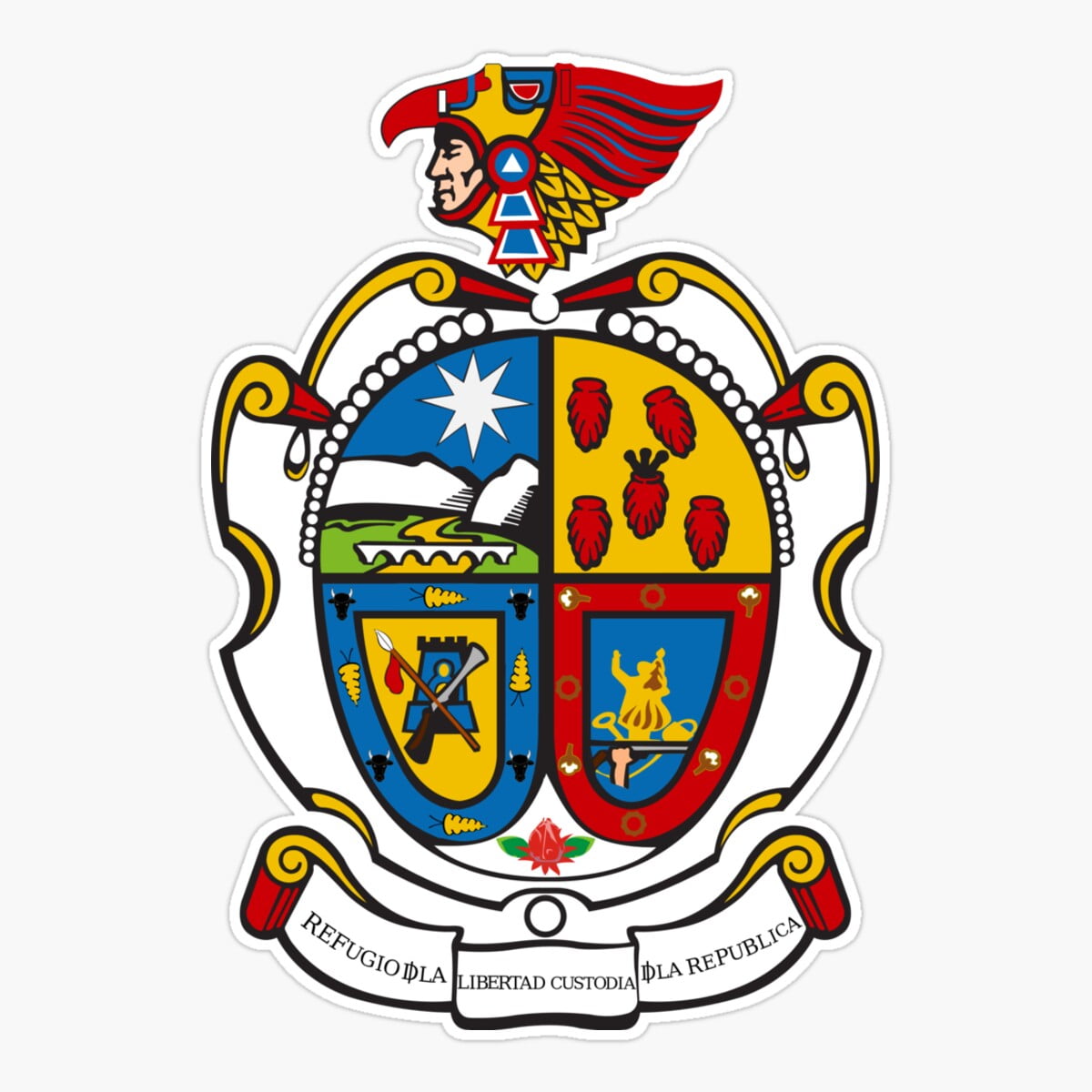 Maneki Coat O Arms O Ciudad Juárez, Mexico Sticker, Phone Decal Water Bottle Stickers Car Decals ...