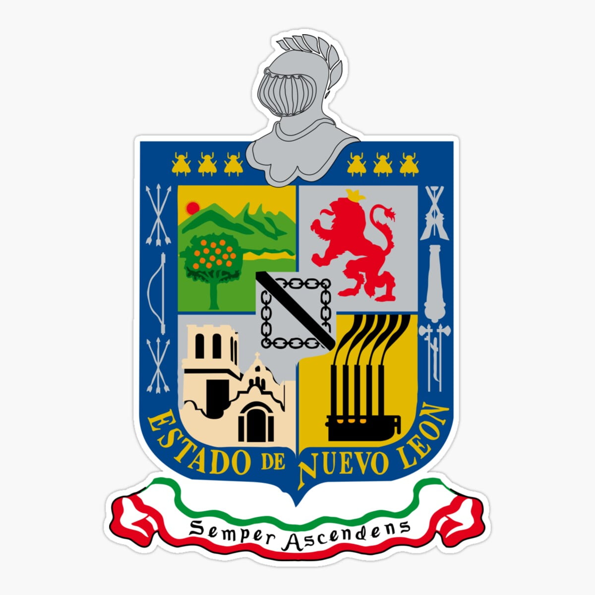 Maneki Coat O Arms O Nuevo León (State), Mexico Sticker, Phone Decal ...