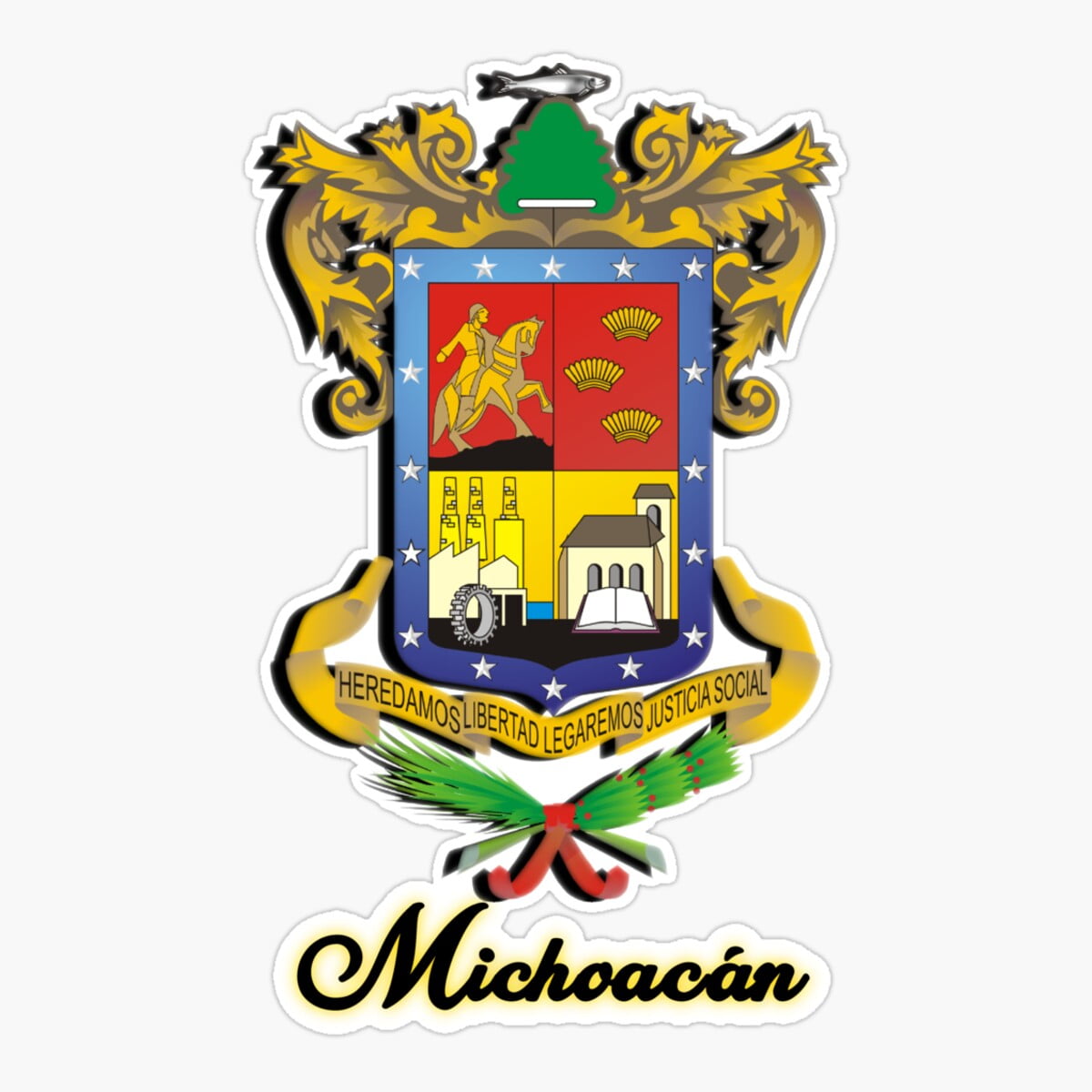 Maneki Coat O Arms O The Beautiul Mexican State , Michoacán Sticker ...