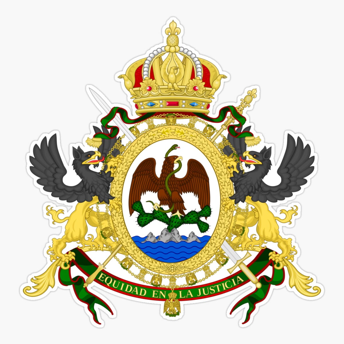 Maneki Coat O Arms O The Second Mexican Empire Sticker, Phone Decal ...