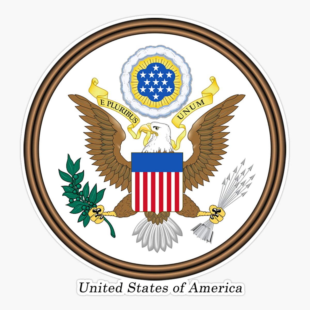 Maneki Coat O Arms O The United States O America Sticker, Phone Decal ...