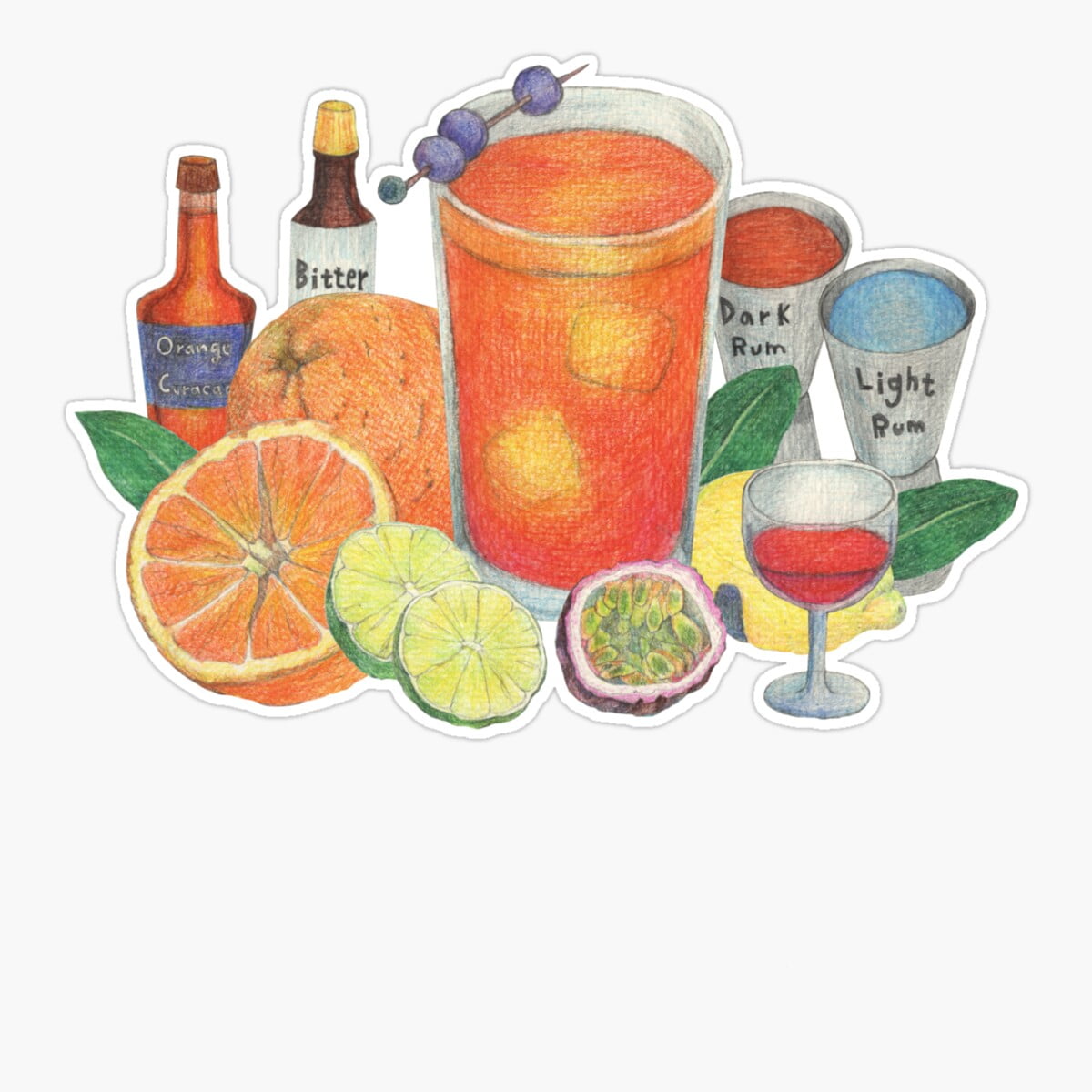 Maneki Cocktail Recipe Pattern _ Zombie Sticker, Phone Decal Water ...