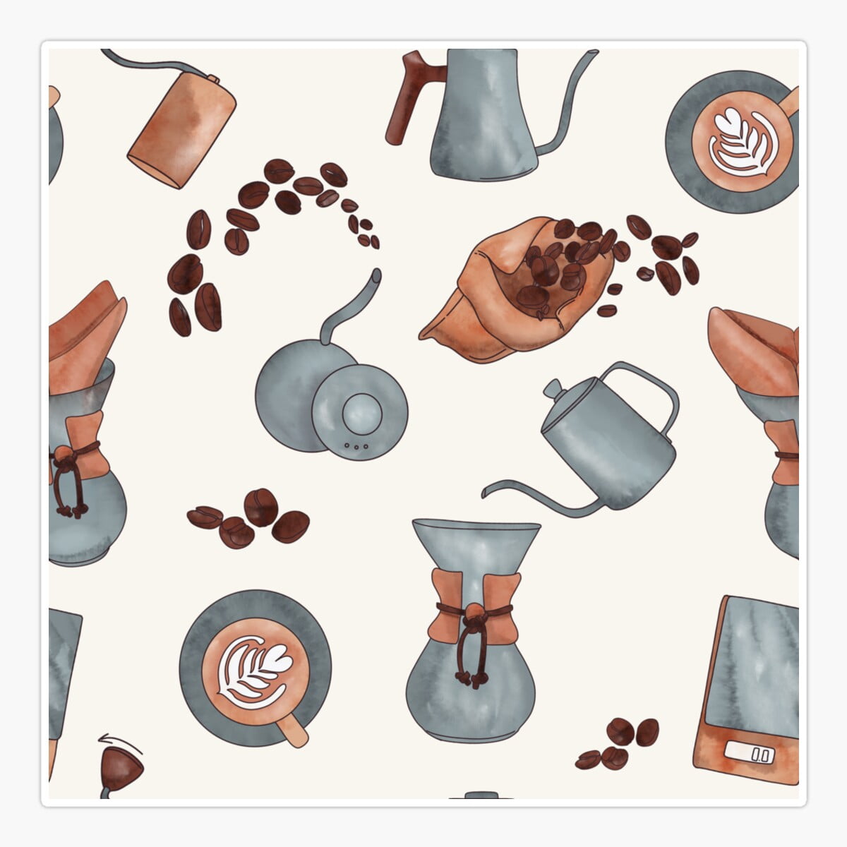 Maneki Coee Cappuccino Latte Morning Print Sticker, Phone Decal Water ...