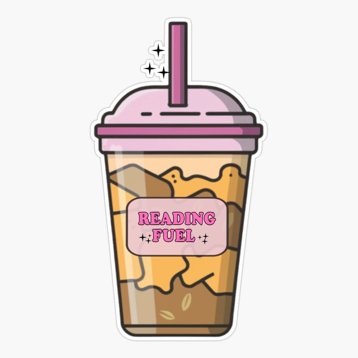 Maneki Coee Is My Reading Uel Bookish Aesthetic Pastel Pink Sticker ...