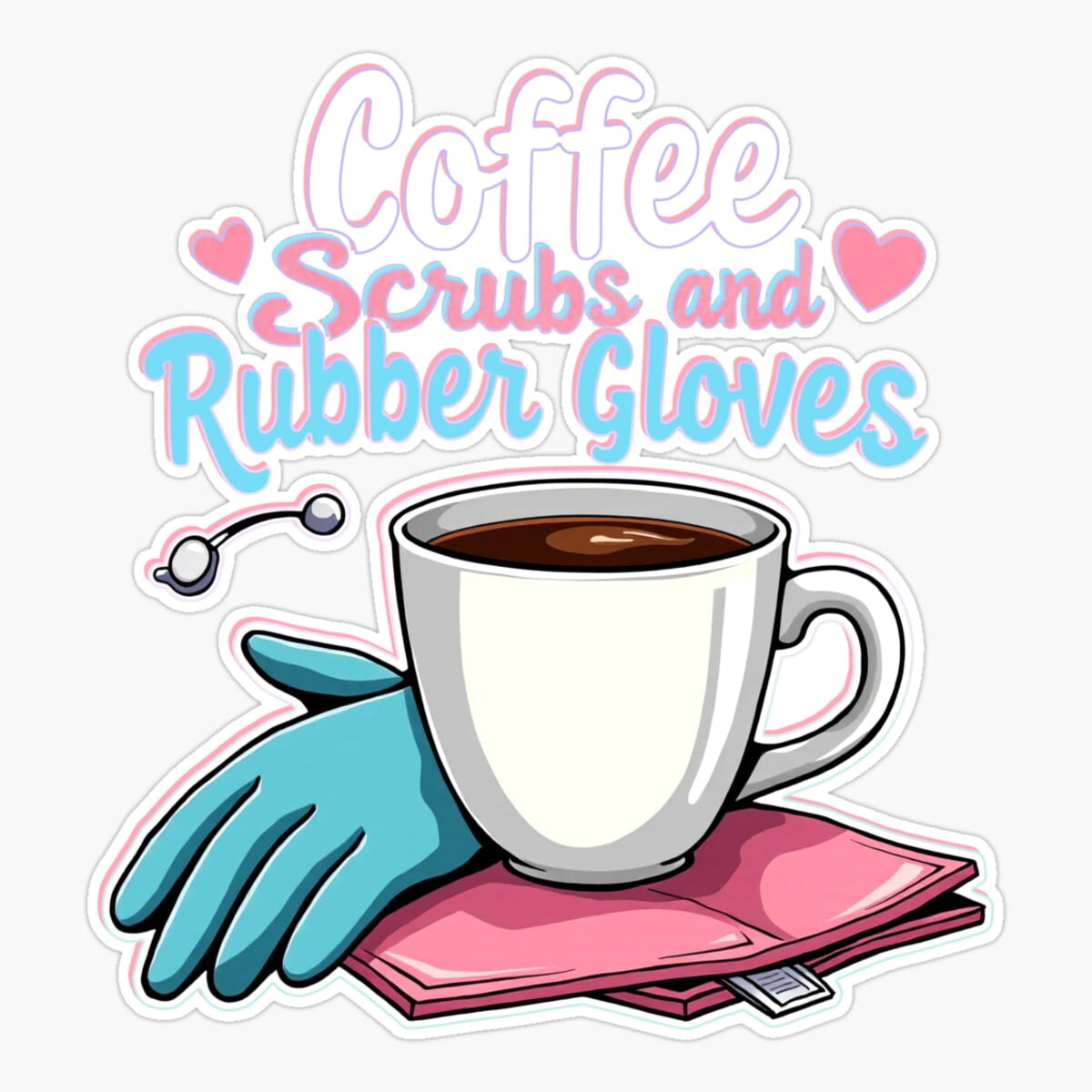 Maneki Coee & Rubber Gloves Humor Sticker, Phone Decal Water Bottle ...