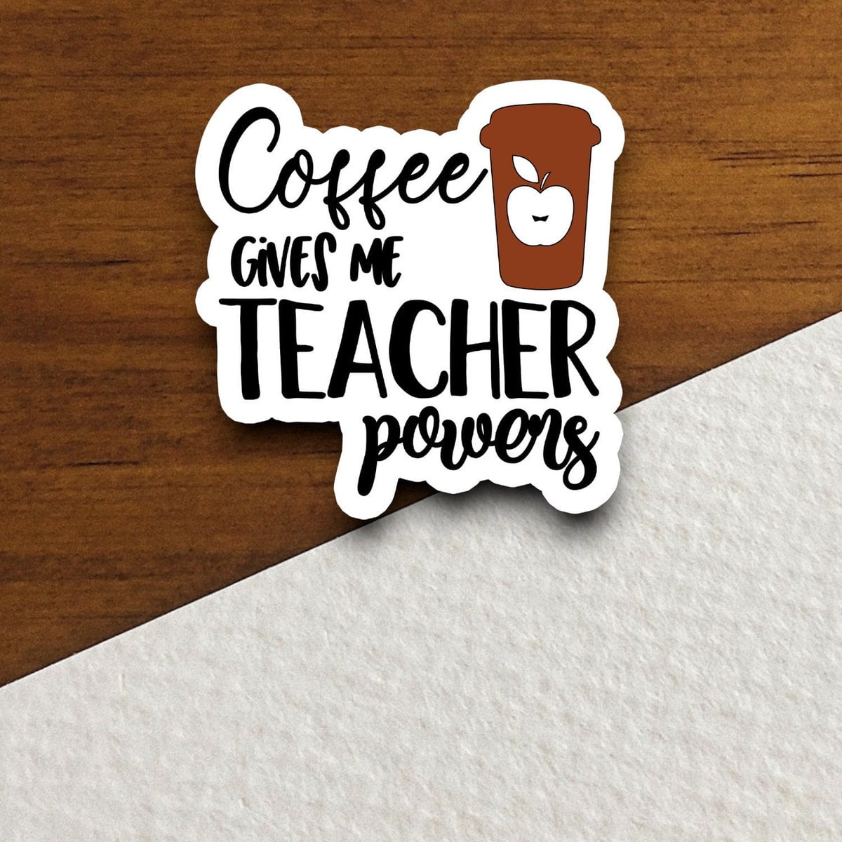 Maneki Coffee Gives Me Teacher Powers Sticker, Funny Stickers, Coffee ...