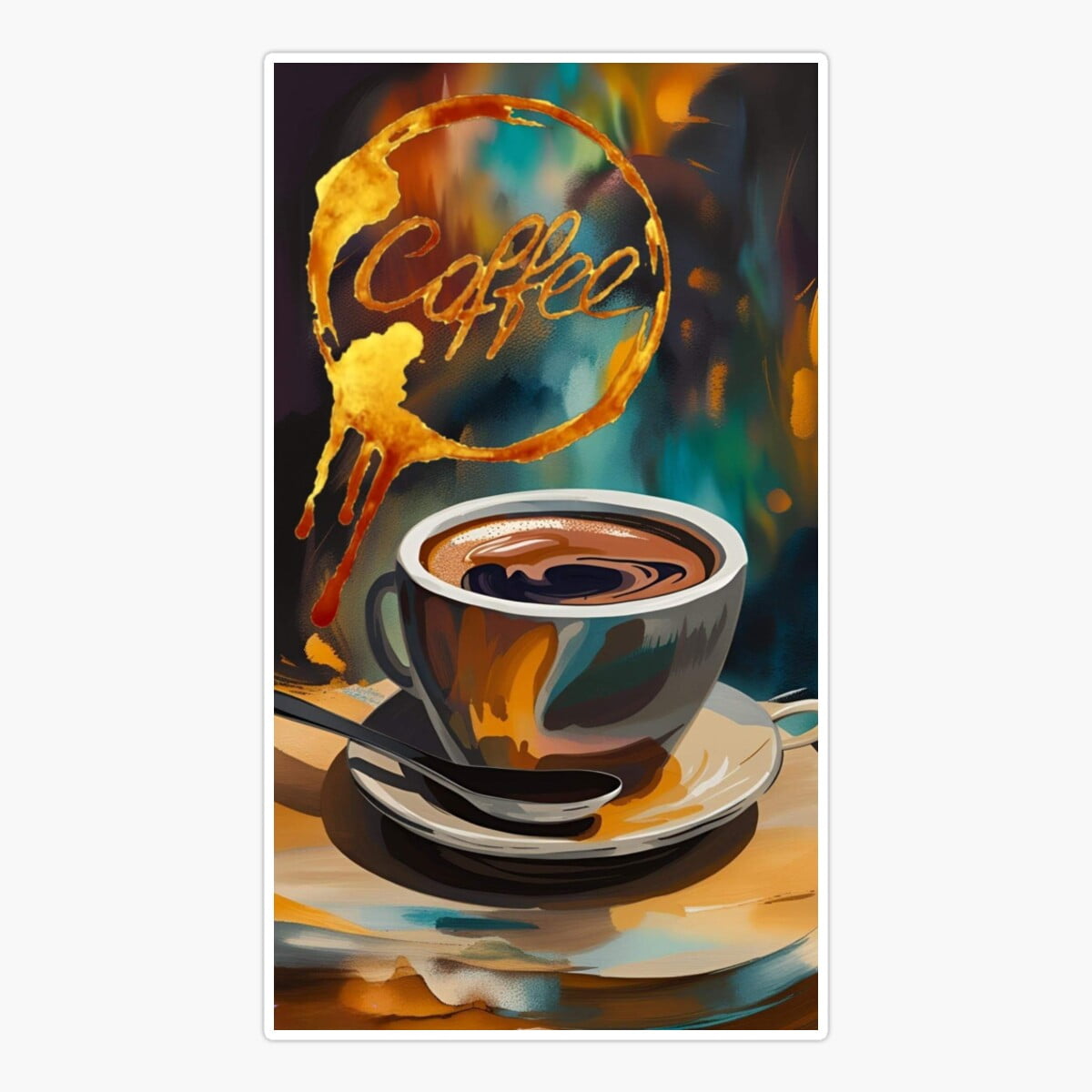 Maneki Coffee Lovers! Coffee In Its Cup On An Iridescent Background And ...