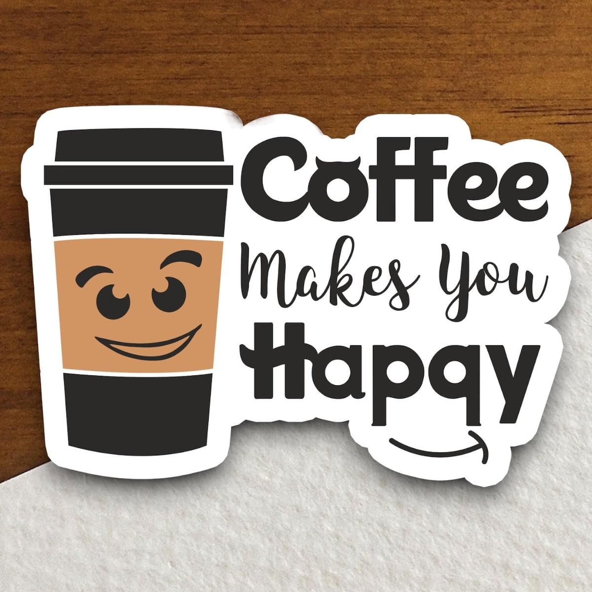 Maneki Coffee Makes You Happy Sticker, Funny Stickers, Coffee Sticker ...