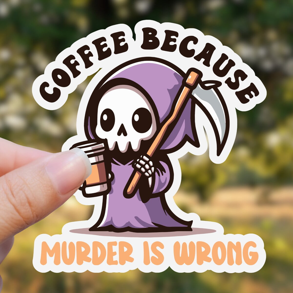Maneki Coffee Because Murder Is Wrong, Coffee Sticker, Breakfast Sticker, Espresso Sticker ...