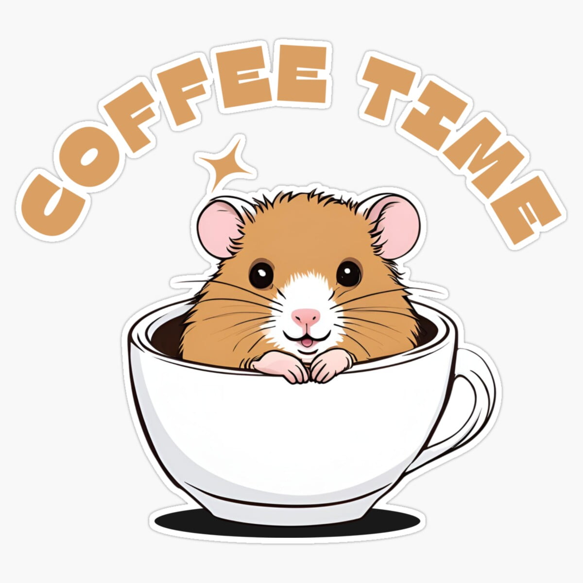 Maneki Coffee Time Hamster Er, Phone Decal Water Bottle Stickers Car ...