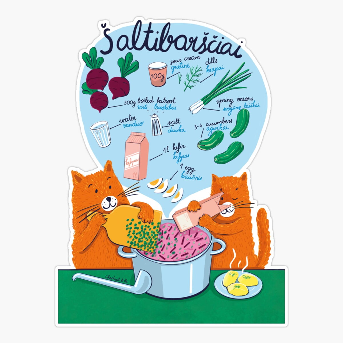 Maneki Cold Beetroot Soup Recipe Sticker, Phone Decal Water Bottle ...