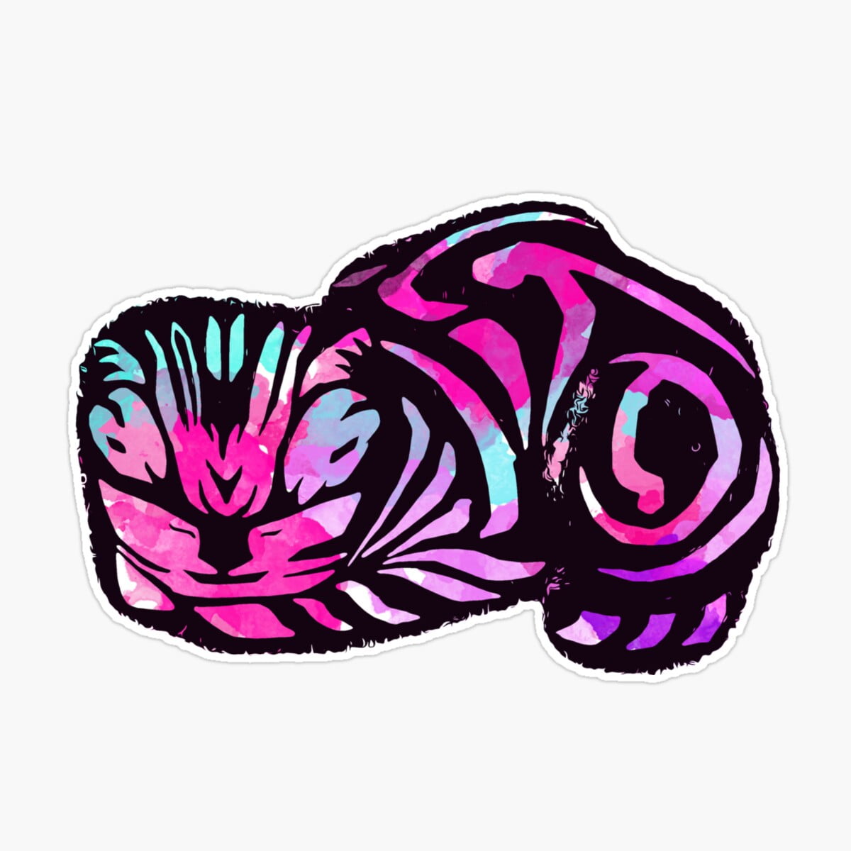 Maneki Colored Vintage Cat Art Solo Sticker, Phone Decal Water Bottle ...