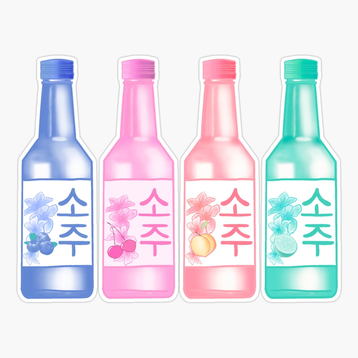 Maneki Colorful Fruit Flavoured Korean Pink Soju Bottles Hangul Writing ...